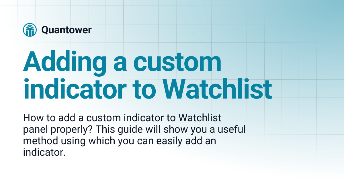 Adding a custom indicator to Watchlist | Quantower